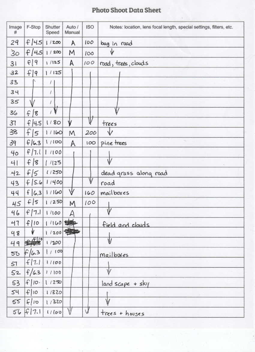 Photo Data Sheets for Composition & Design | Gwendolyn Wright